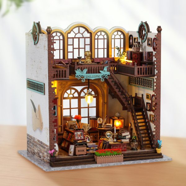 DIY handmade wooden Magic bookstore Creative toy models display ...