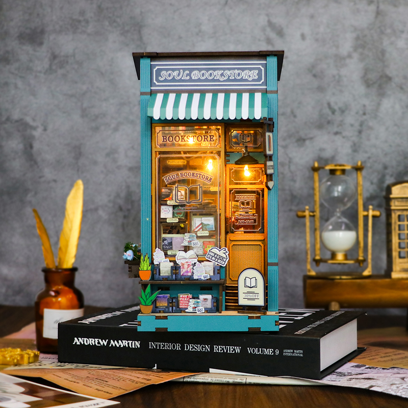 diy Cottage bookshop bookend 3d assembled bookend building model ...